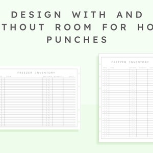Printable Fillable Freezer Inventory Template, Horizontal and Portrait ...