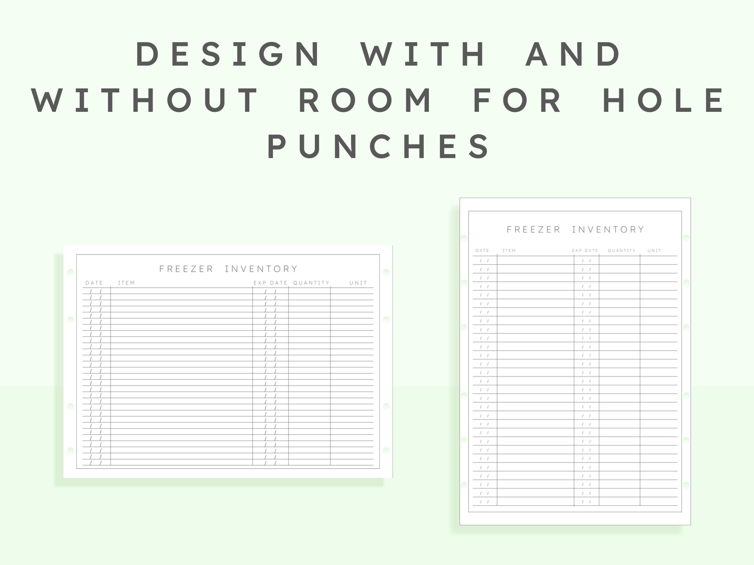 Printable Fillable Freezer Inventory Template, Horizontal and Portrait ...