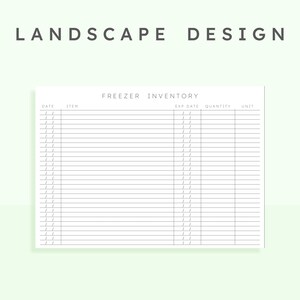 Printable Fillable Freezer Inventory Template, Horizontal and Portrait ...
