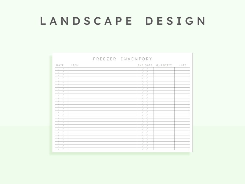 Printable Fillable Freezer Inventory Template, Horizontal and Portrait ...