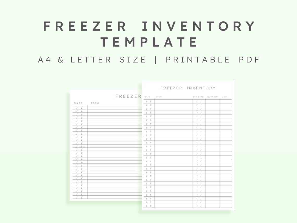 Printable Fillable Freezer Inventory Template, Horizontal and Portrait ...