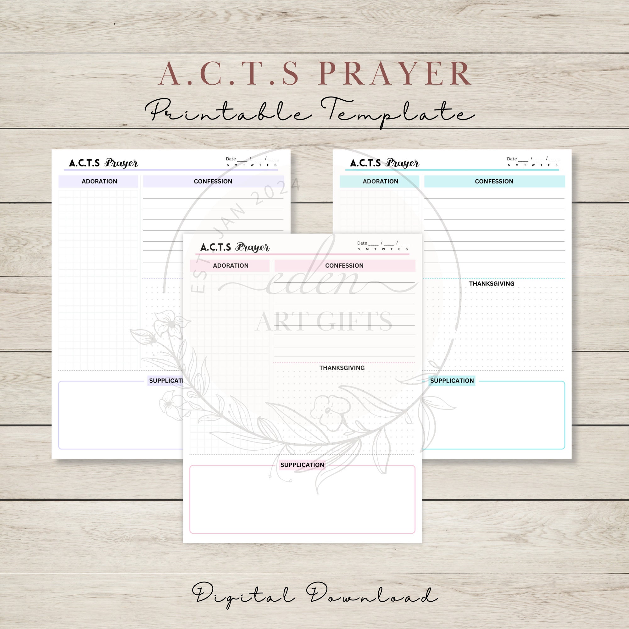 ACTS Prayer Printable Template Prayer Guide Faith Journal Method ACTS ...