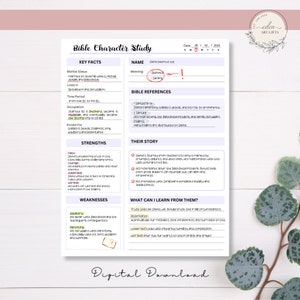 Bible Character Study Printable Template Biblical Figures Journal ...