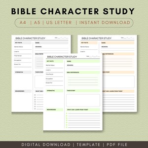 Bible Character Study Printable Template Bible Journaling Christian ...