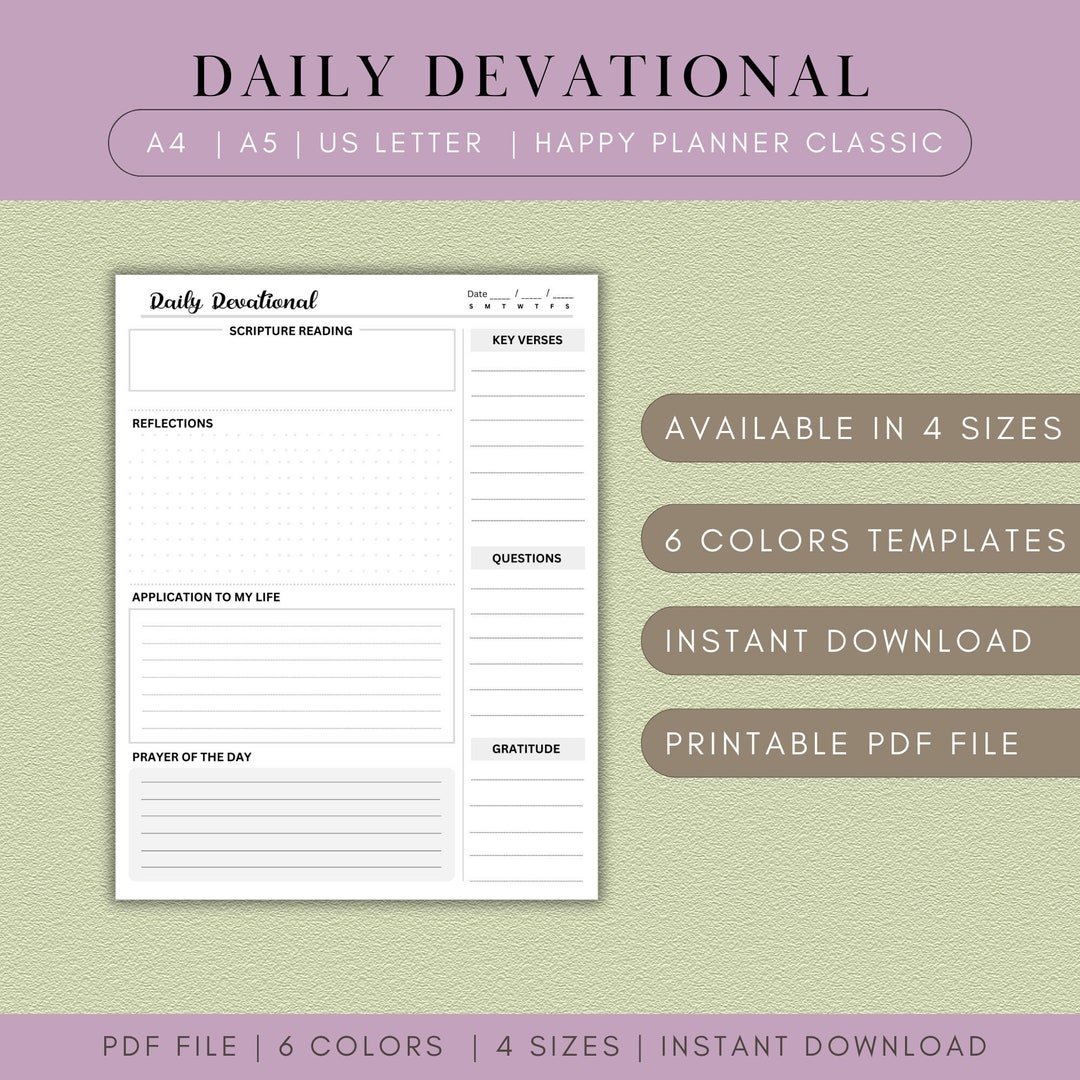 Daily Devotional Printable Template Christian Journal Bible Studies ...