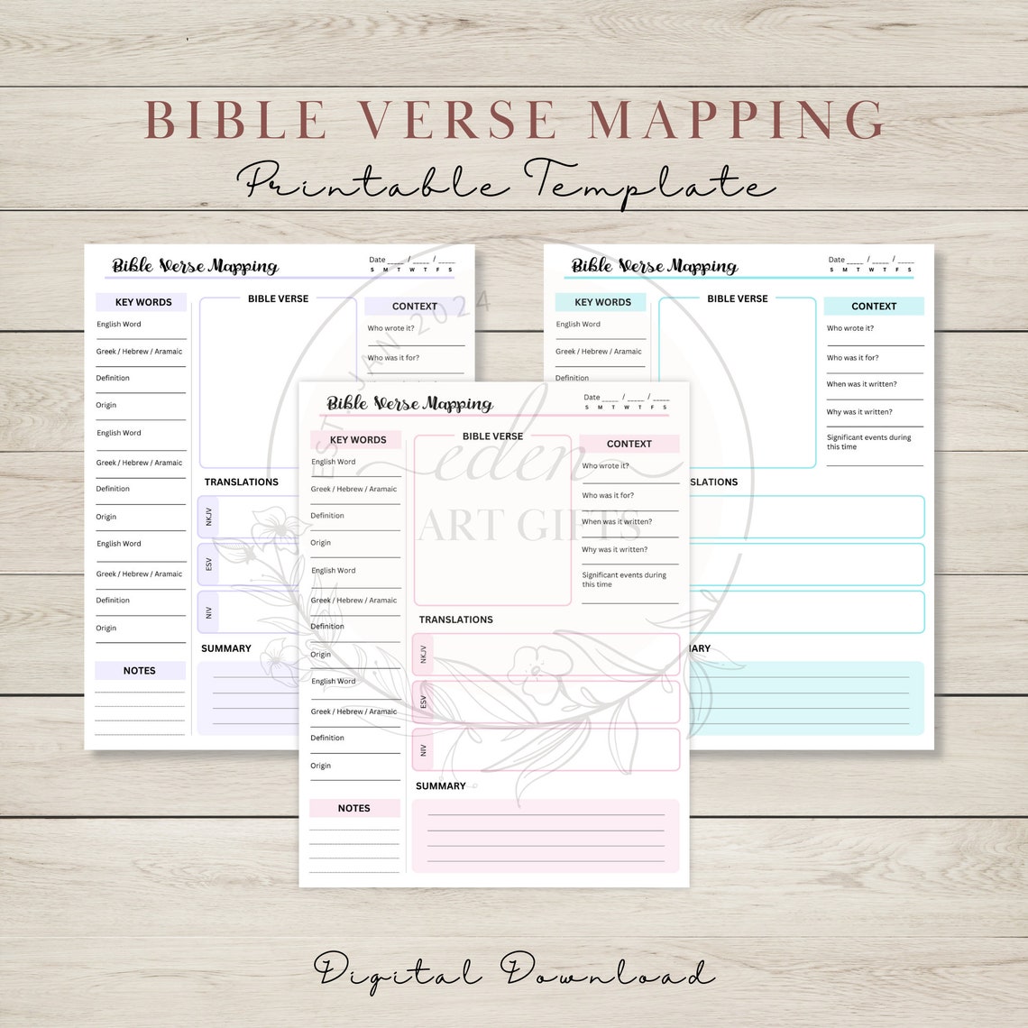 Bible Verse Mapping Printable Template Christian Journal Verse Mapping ...