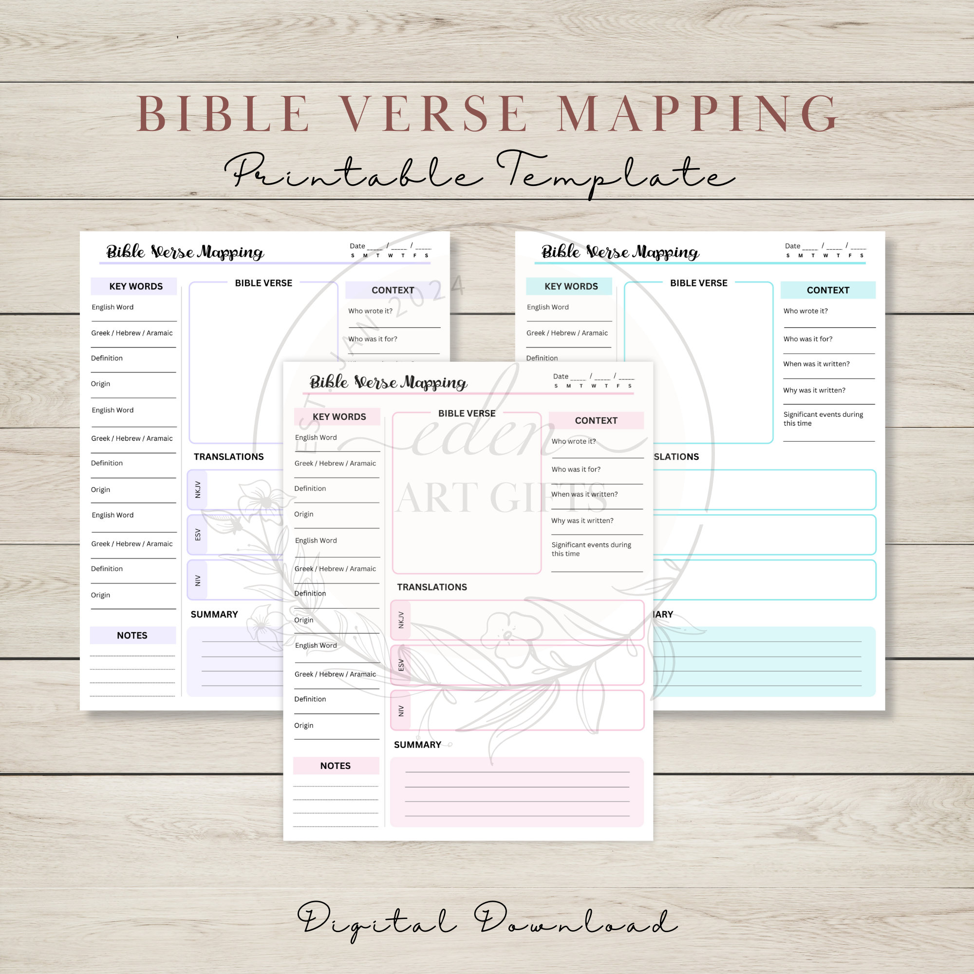 Bible Verse Mapping Printable Template Christian Journal Verse Mapping ...