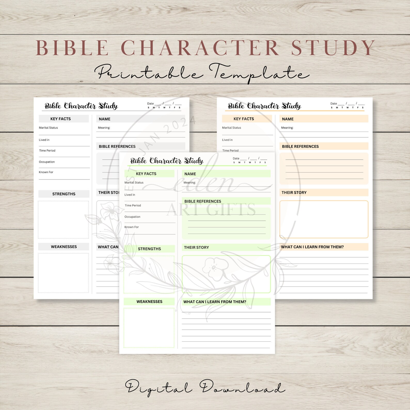 Bible Character Study Printable Template Biblical Figures Journal ...