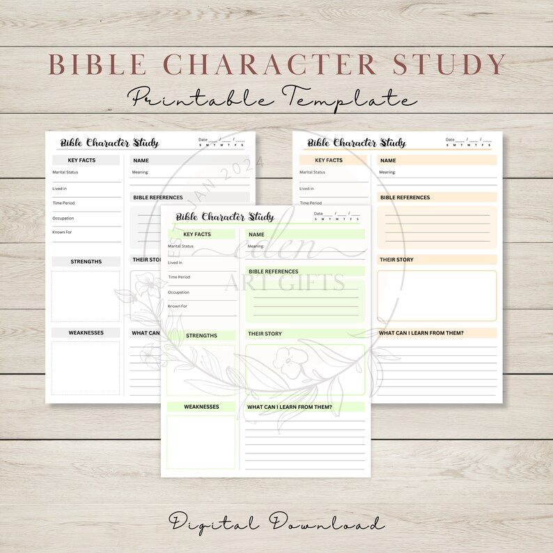 Bible Character Study Printable Template Biblical Figures Journal ...