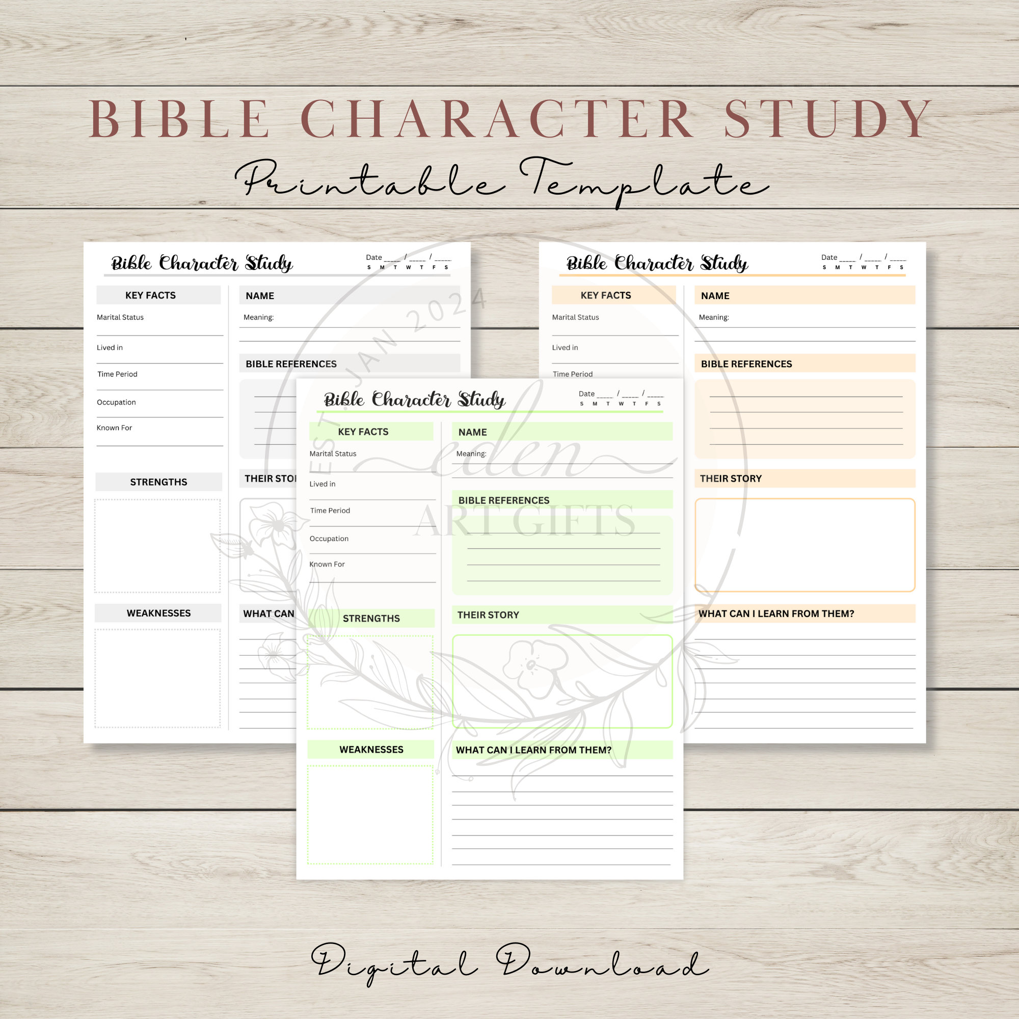 Bible Character Study Printable Template Biblical Figures Journal ...
