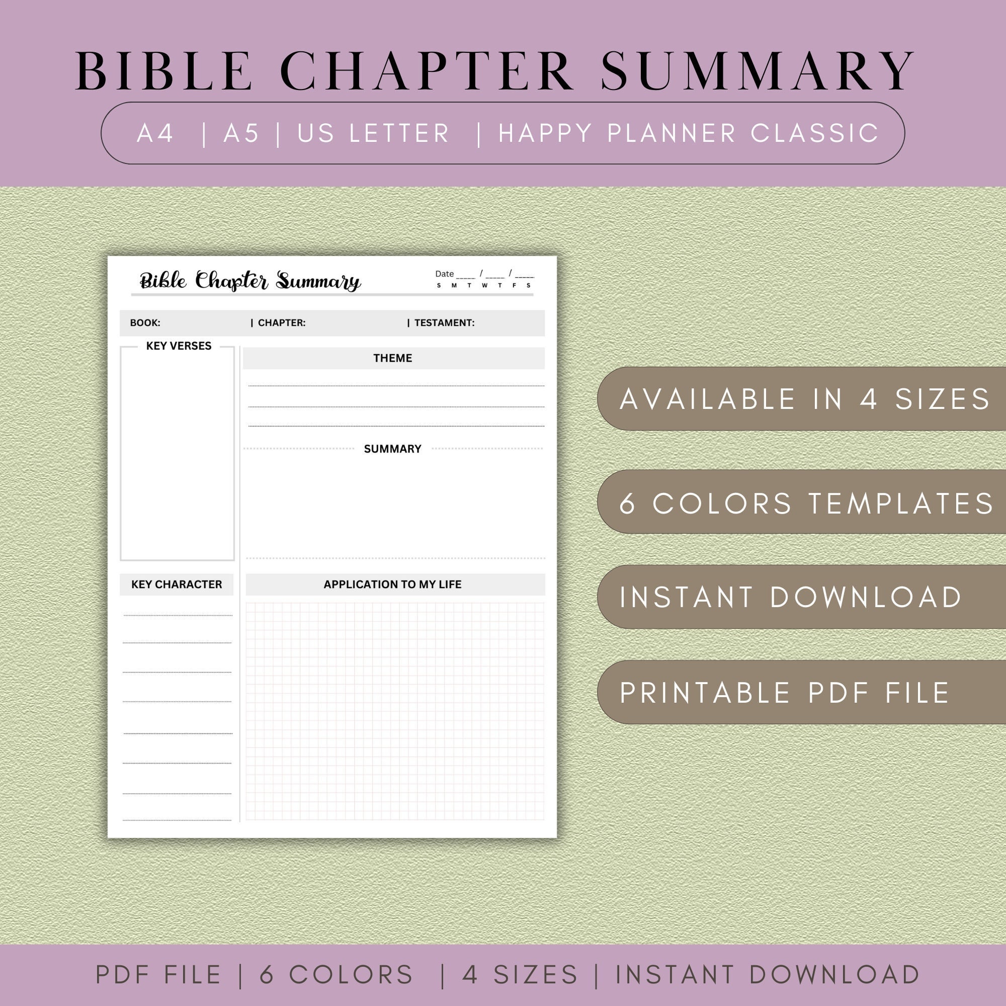 Bible Chapter Summary Printable Template Christian Worksheets ...