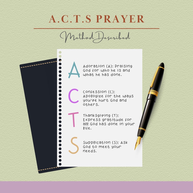 ACTS Prayer Printable Template Prayer Guide Faith Journal Method ACTS ...