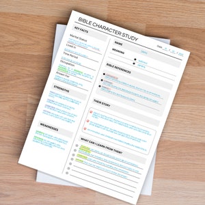 Bible Character Study Printable Template Bible Journaling Christian ...