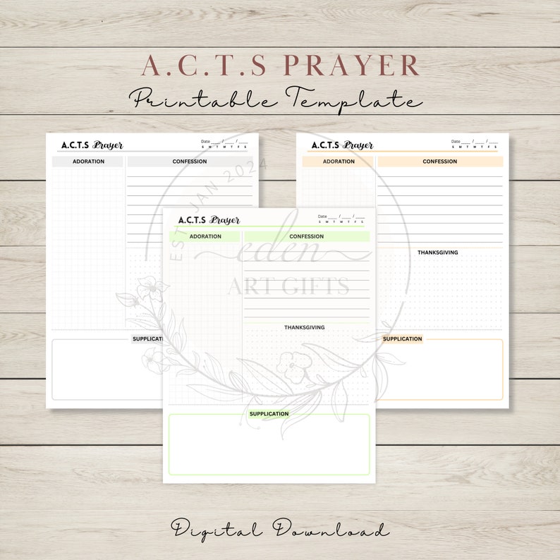 ACTS Prayer Printable Template Prayer Guide Faith Journal Method ACTS ...