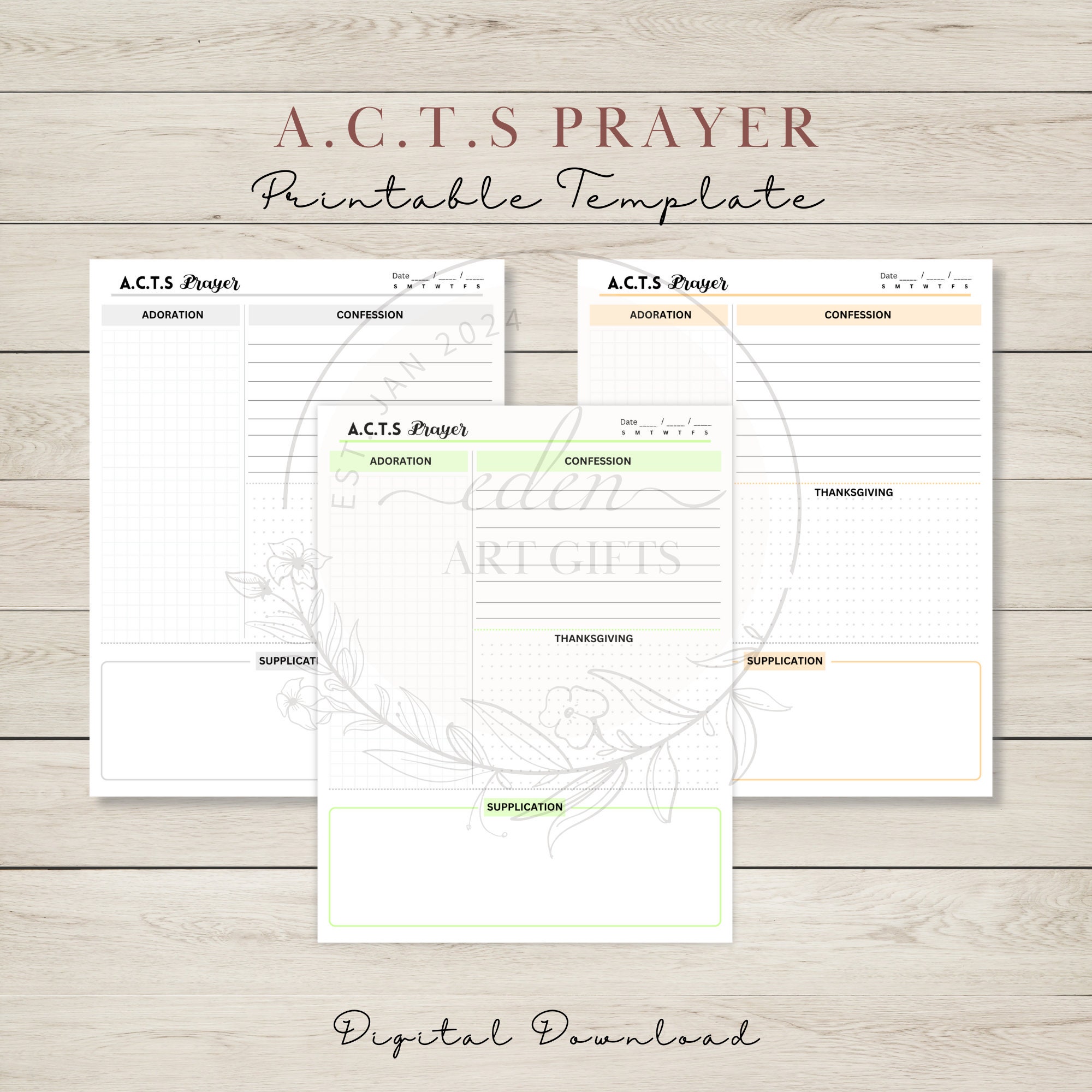 ACTS Prayer Printable Template Prayer Guide Faith Journal Method ACTS ...