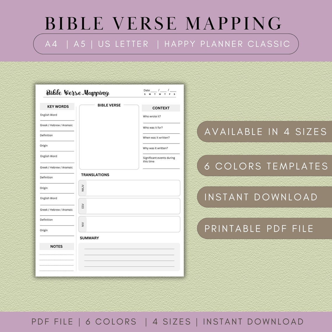 Bible Verse Mapping Printable Template Christian Journal Verse Mapping ...