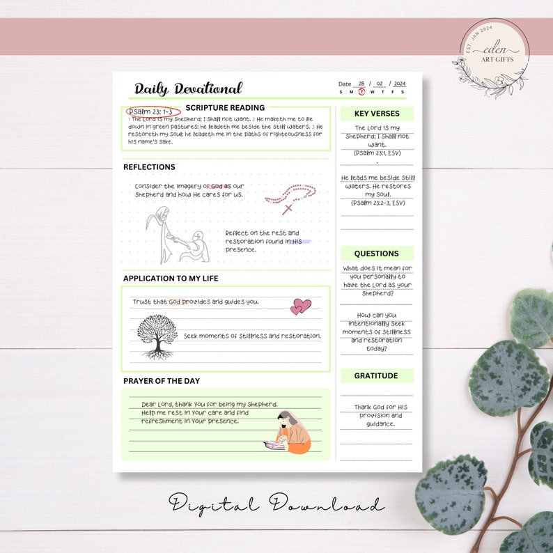 Daily Devotional Printable Template Christian Journal Bible Studies ...