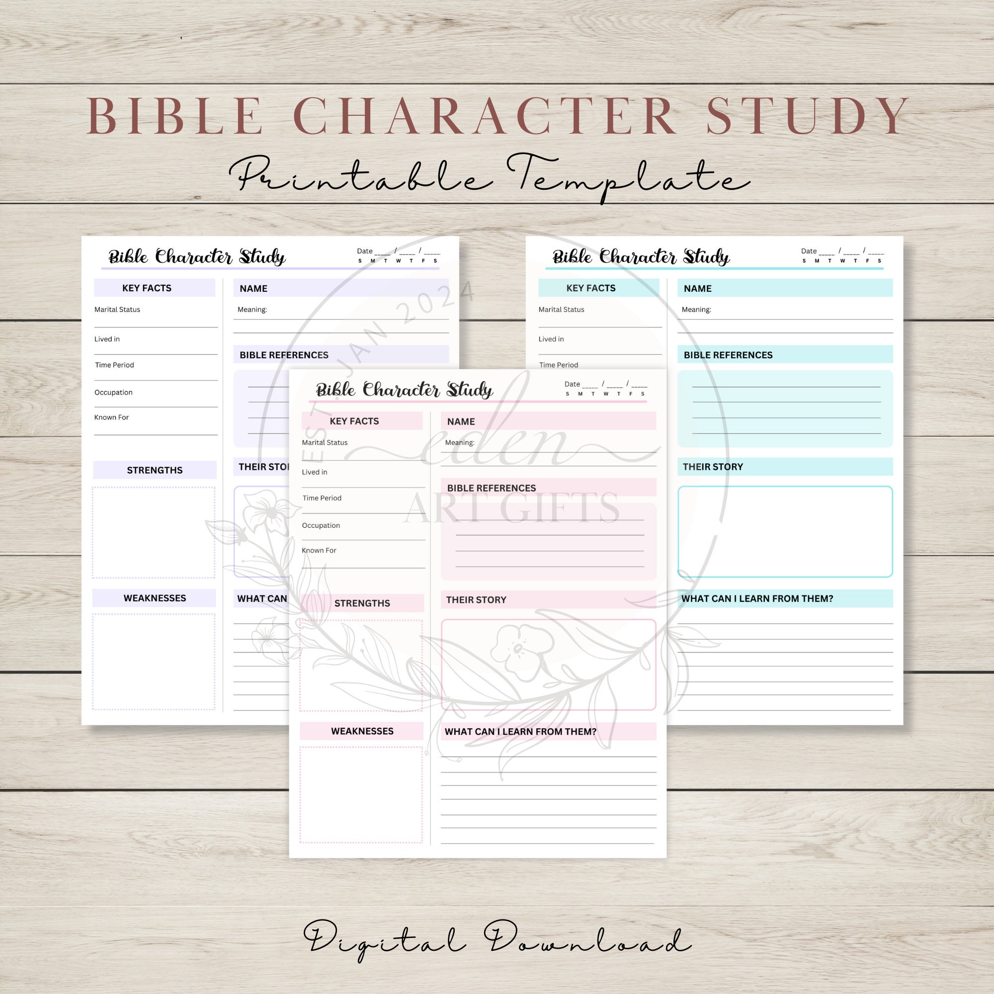 Bible Character Study Printable Template Biblical Figures Journal ...