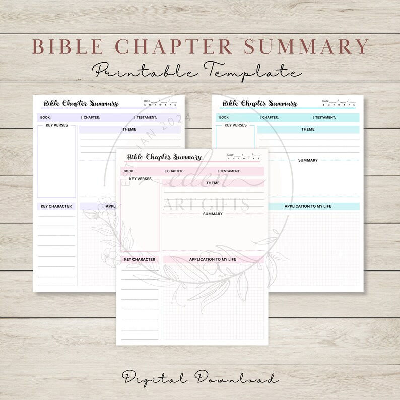 Bible Chapter Summary Printable Template Christian Worksheets ...