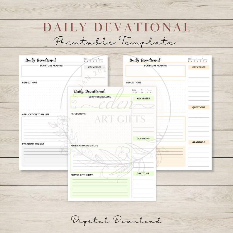 Daily Devotional Printable Template Christian Journal Bible Studies ...