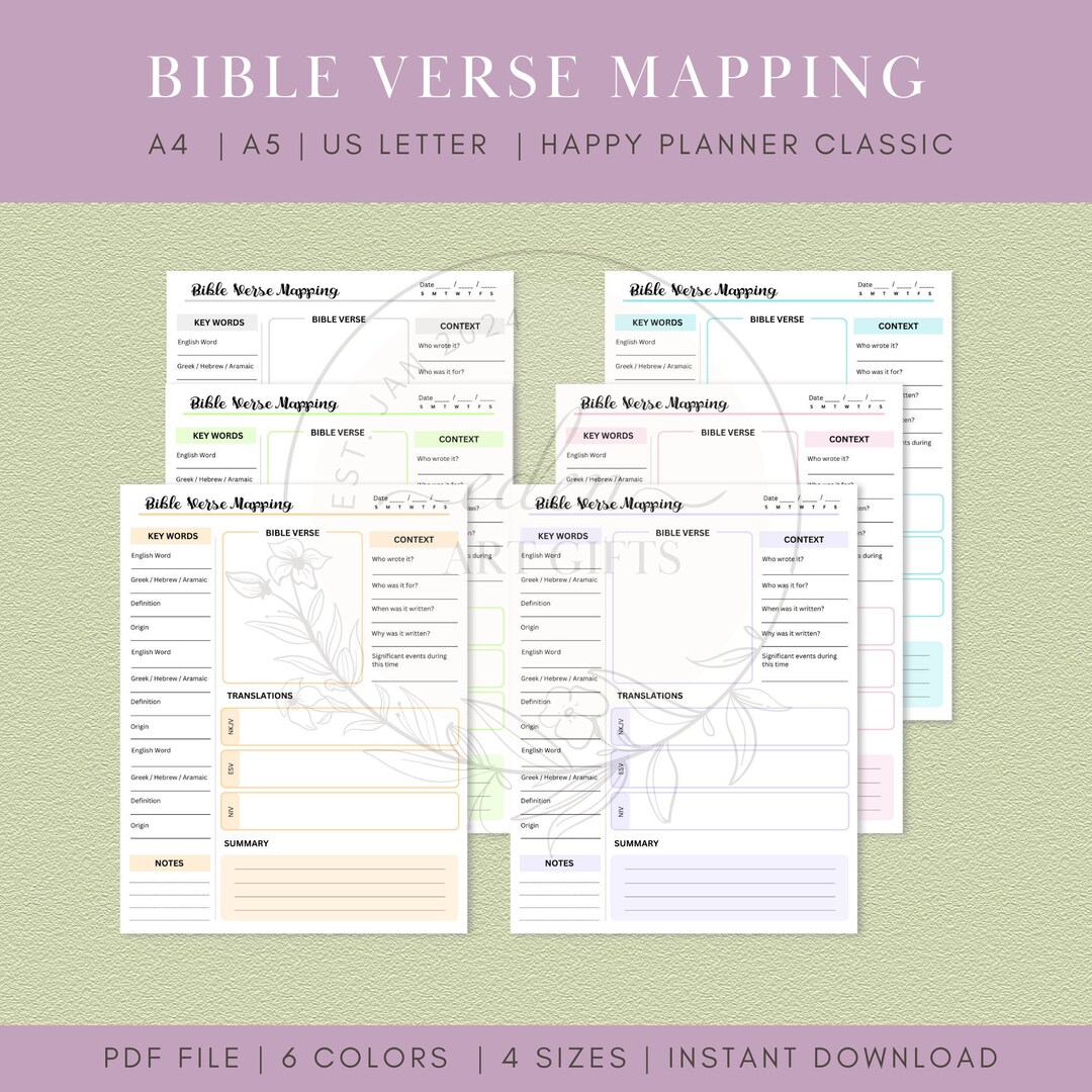 Bible Verse Mapping Printable Template Christian Journal Verse Mapping ...