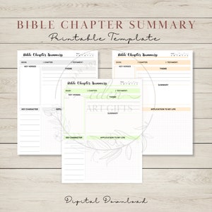 Bible Chapter Summary Printable Template Christian Worksheets ...