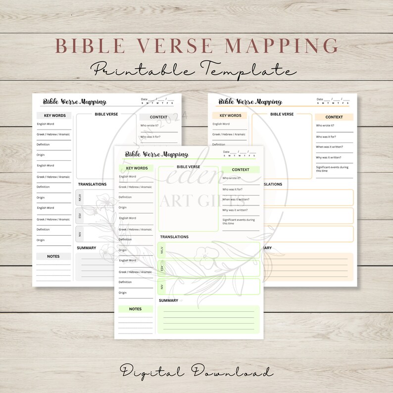 Bible Verse Mapping Printable Template Christian Journal Verse Mapping ...