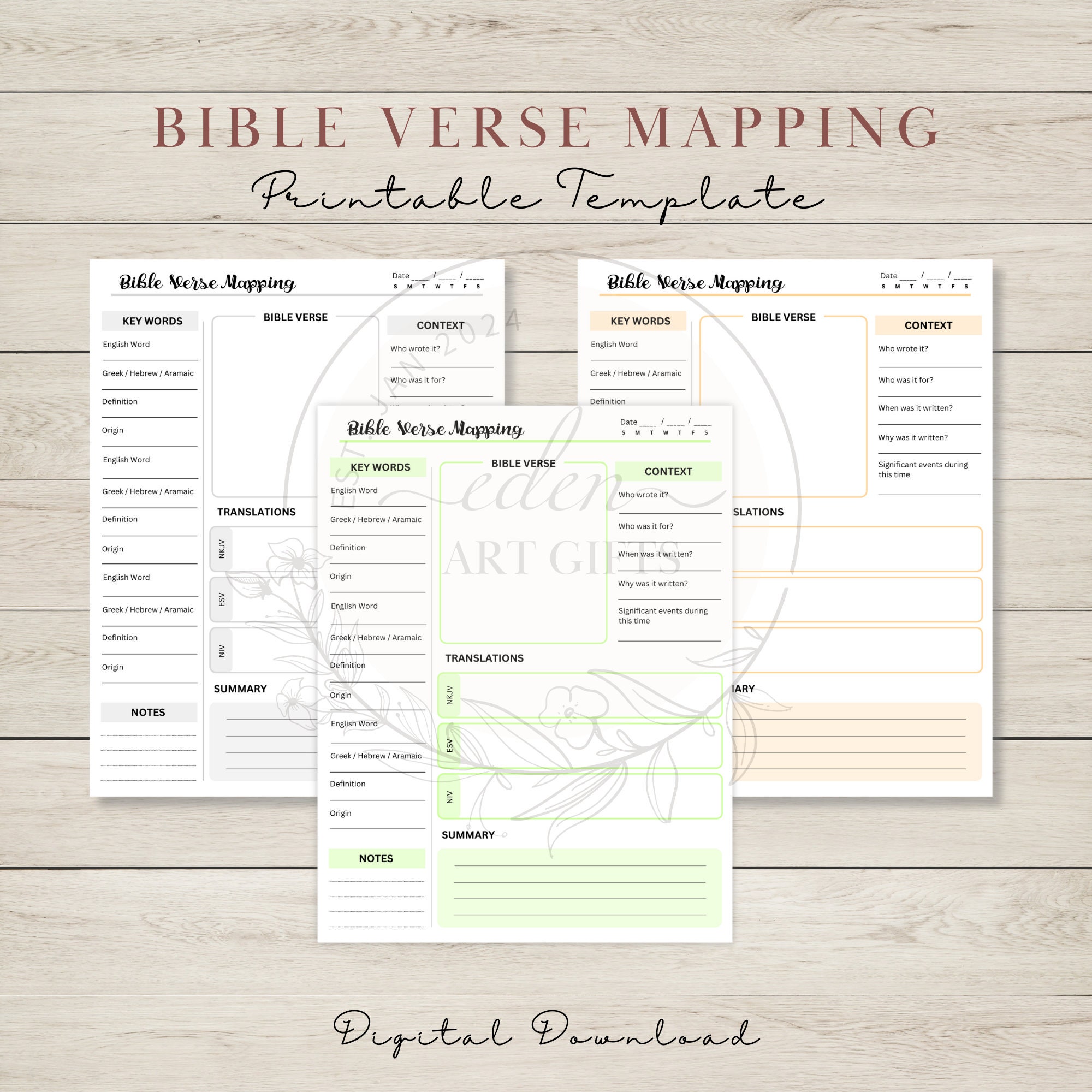 Bible Verse Mapping Printable Template Christian Journal Verse Mapping ...