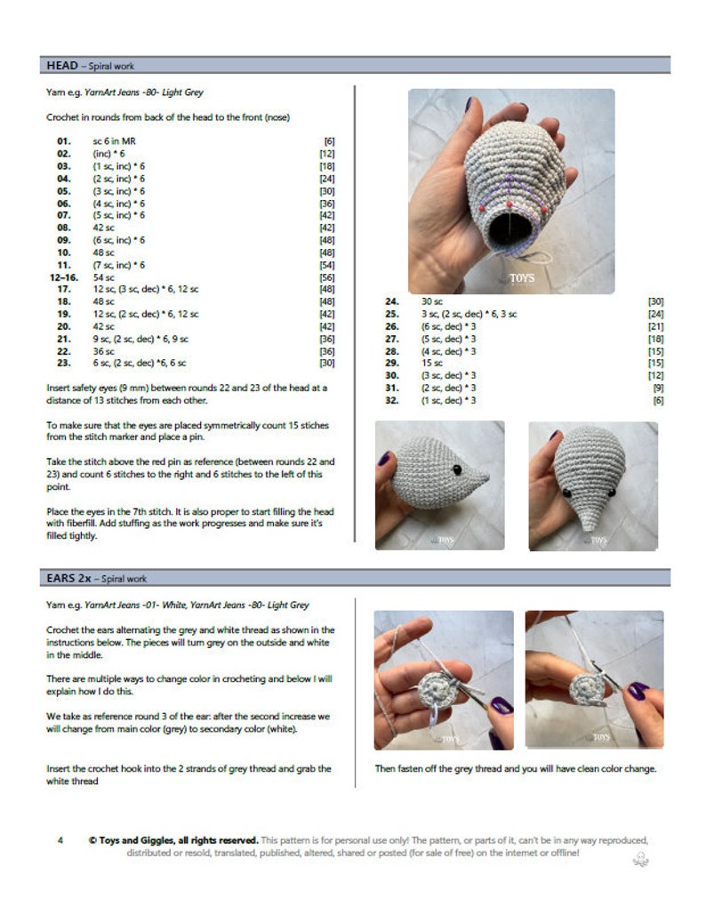 PDF Lilly & Otto the Mouse Family/crochet Pattern in English/digital ...