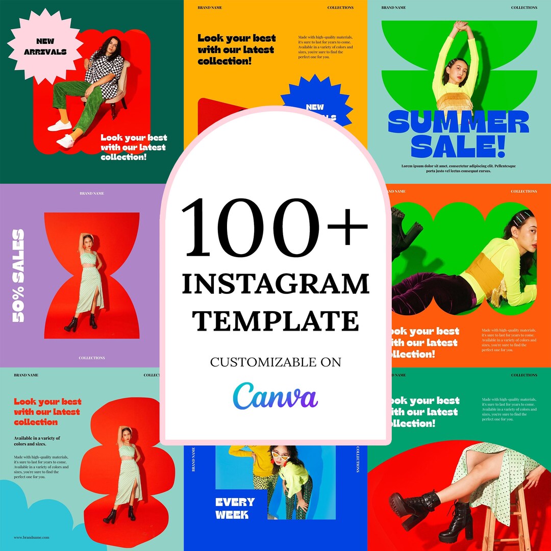 BOLD & BRIGHT BUNDLE Instagram Post Editable Canva Templates, Colorful ...