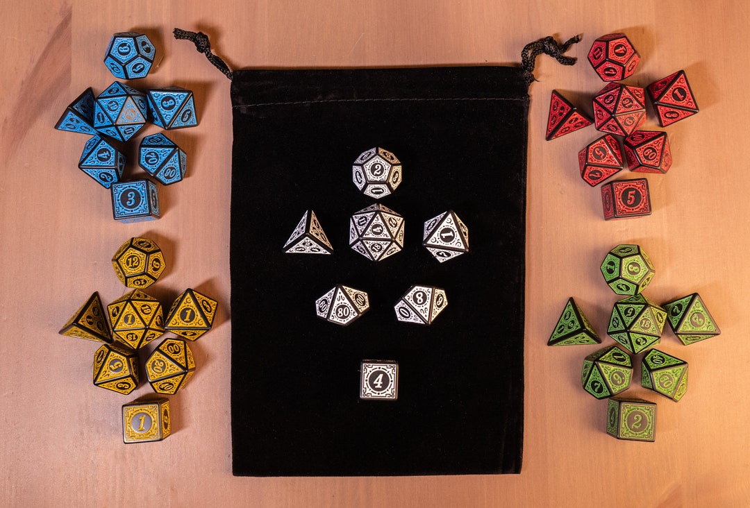 Vintage Dice Kit 5 Full Sets of RPG Dice Vintage Antique Style 5x7 ...