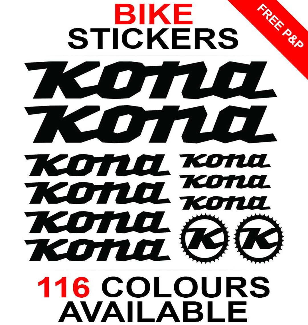 Kona Bike Sticker Sheet Decal Set Frame Cycling BMW Cycle MTB DH ...