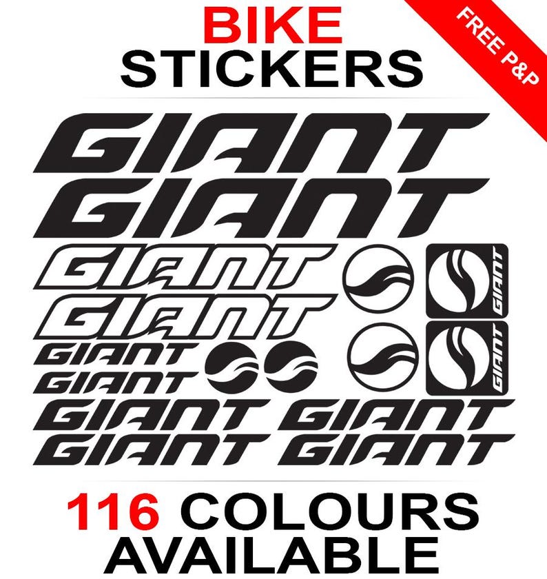 Giant 2 Bike Sticker Sheet Decal Set Frame Cycling BMW Cycle MTB DH ...