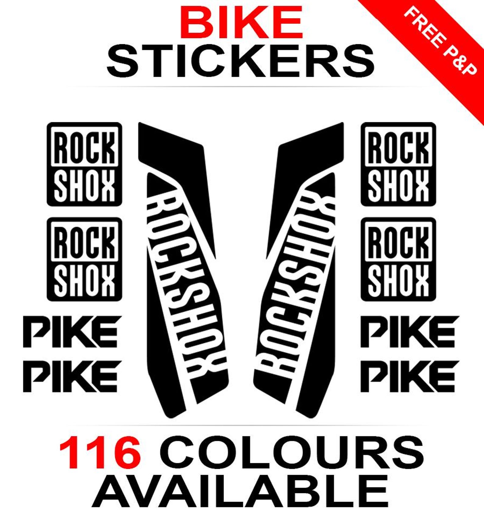 ROCKSHOX Pike Bike Sticker Sheet Decal Set Frame Cycling BMW Cycle MTB ...