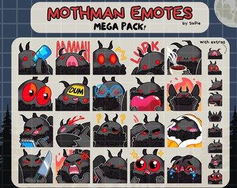 Mega Pack of 22 Mothman Emotes Emote Set for Twitch or Discord Cryptid ...