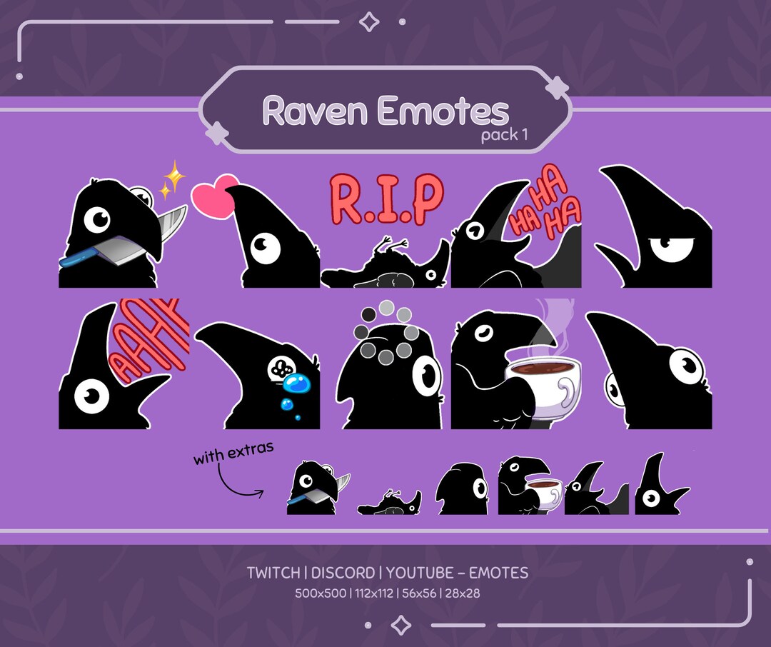 Raven & Crow Emote Pack | Blackbird Emotes for Twitch, Discord, Youtube ...