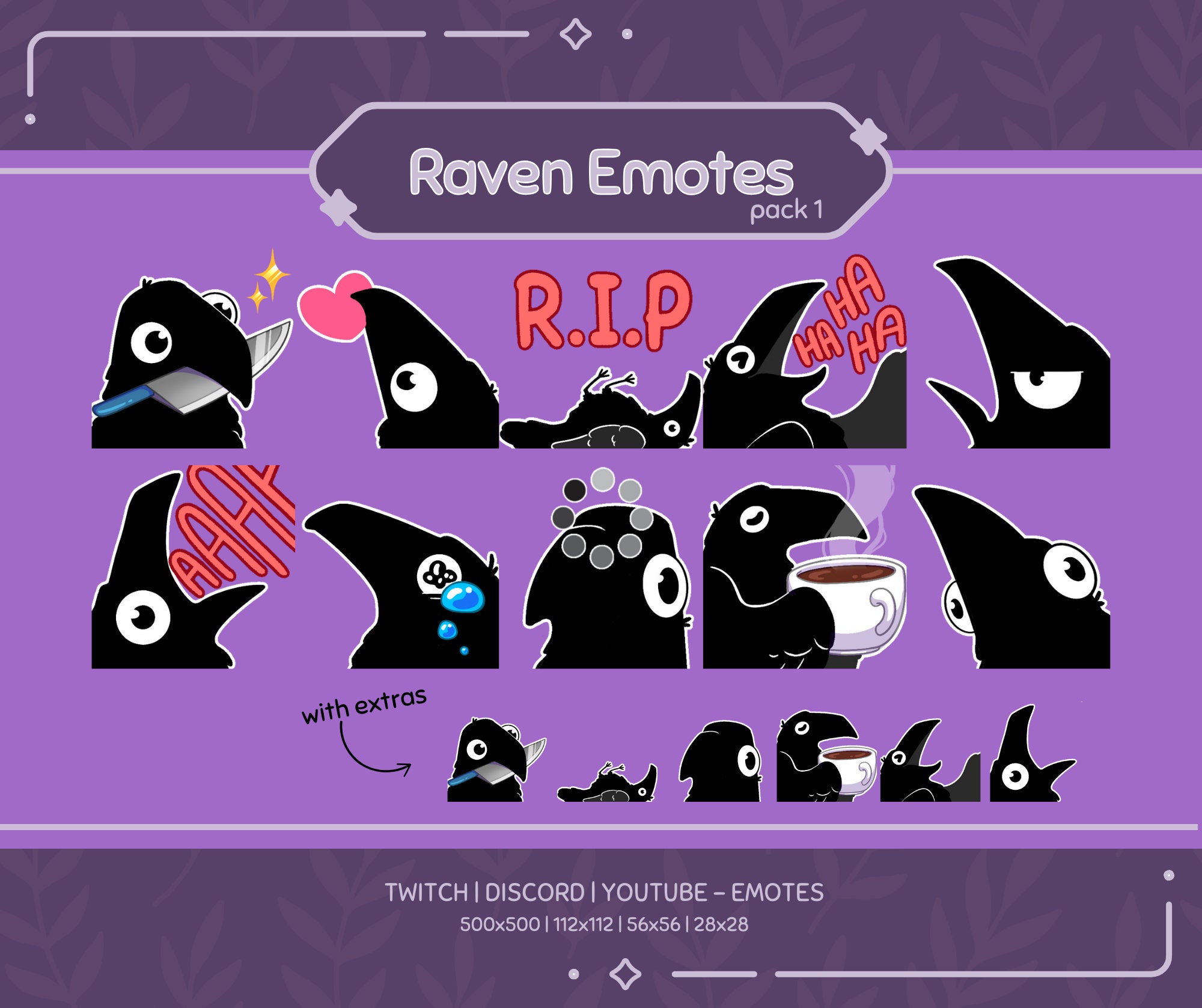 Raven & Crow Emote Pack | Blackbird Emotes for Twitch, Discord, Youtube ...
