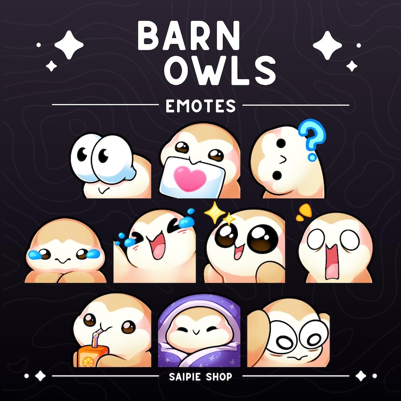 Barn Owl Emote Pack | Owl Emotes for Twitch, Discord, Youtube - Etsy