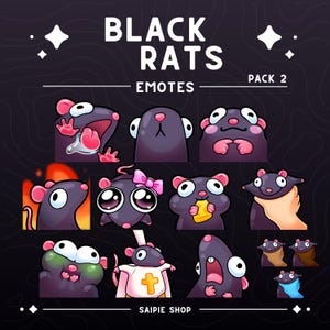 Black Rats Emote Pack 2 | Squishy Rat Emotes for Twitch, Discord ...