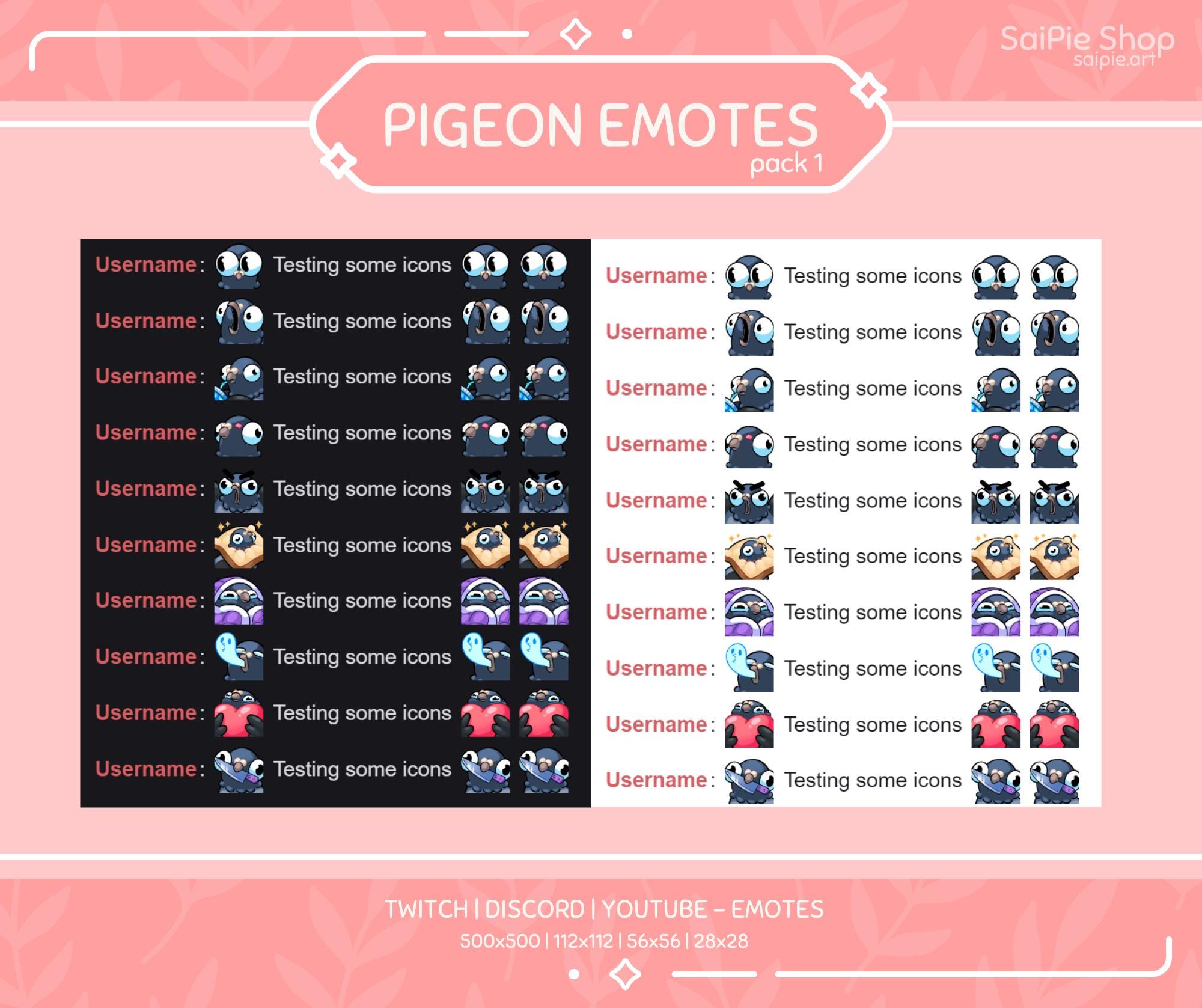 Pigeon Pack 1 | Bird Emotes for Twitch, Discord, Youtube - Etsy