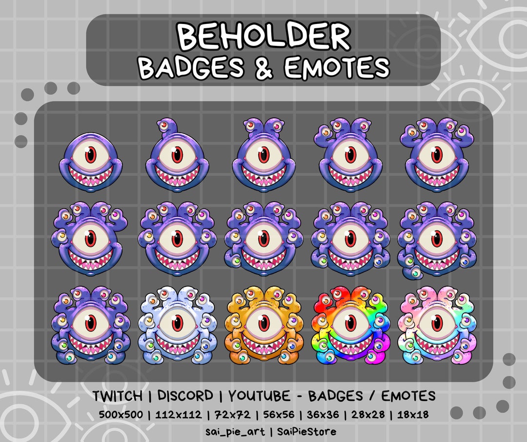 Beholder Badge + Emote Pack || Multiple Colours | Twitch | Youtube ...