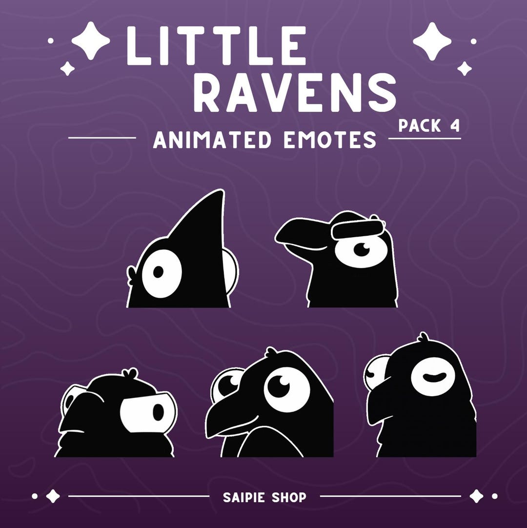 ANIMATED Raven & Crow Emote Pack 4 | Blackbird Emotes for Twitch ...