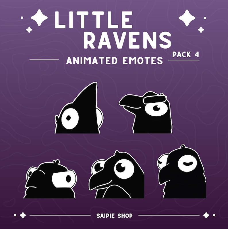 ANIMATED Raven & Crow Emote Pack 4 | Blackbird Emotes for Twitch ...