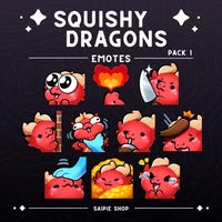 9 CUTE DRAGON Emotes for Twitch/discord/youtube, Kawaii Cute Animal ...