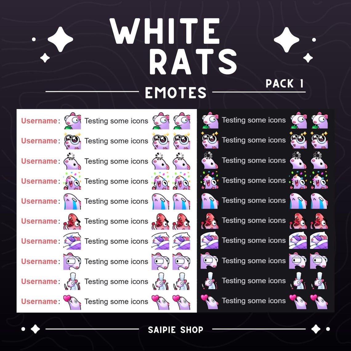 White Rats Emote Pack 1 | Squishy Rat Emotes for Twitch, Discord ...