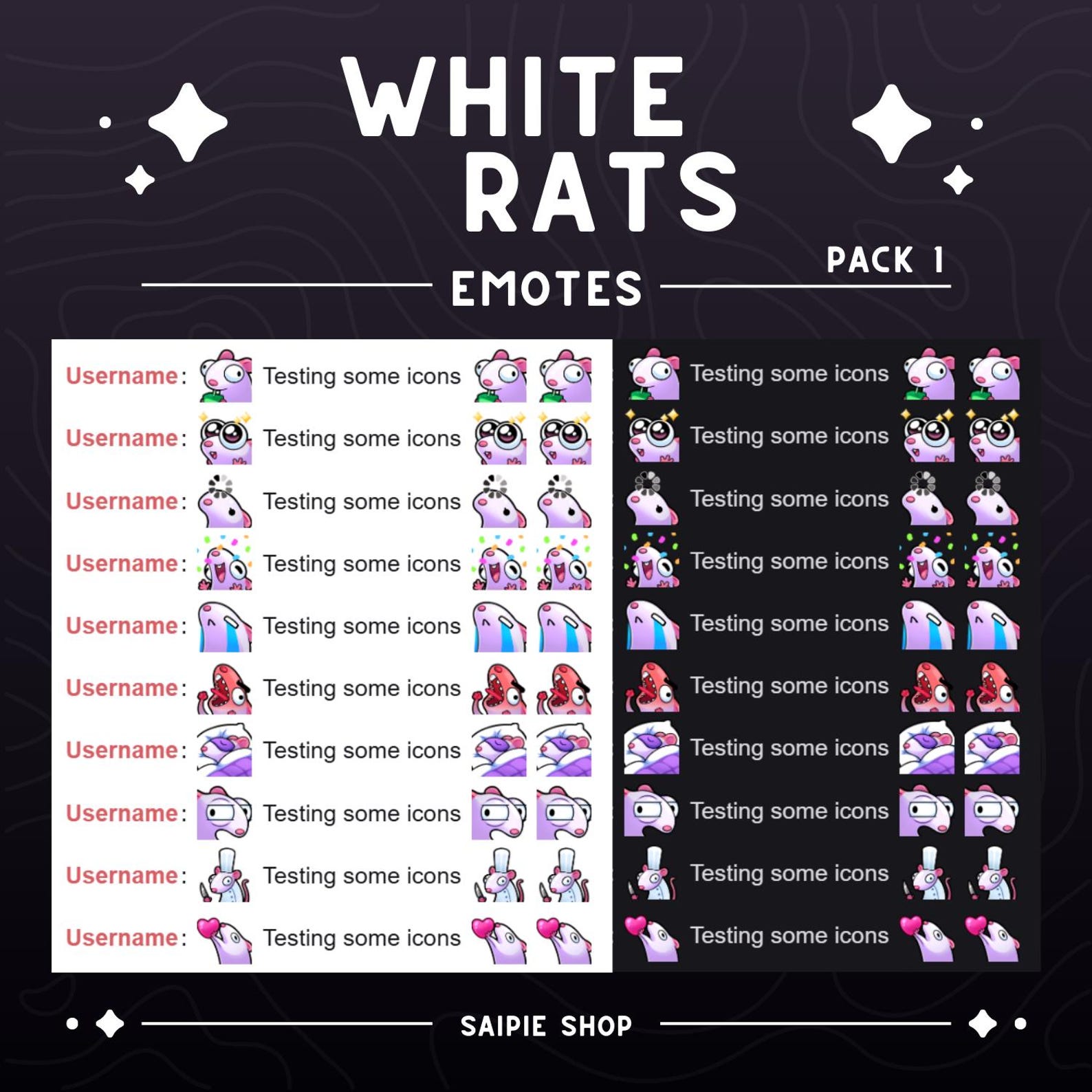 White Rats Emote Pack 1 | Squishy Rat Emotes for Twitch, Discord ...