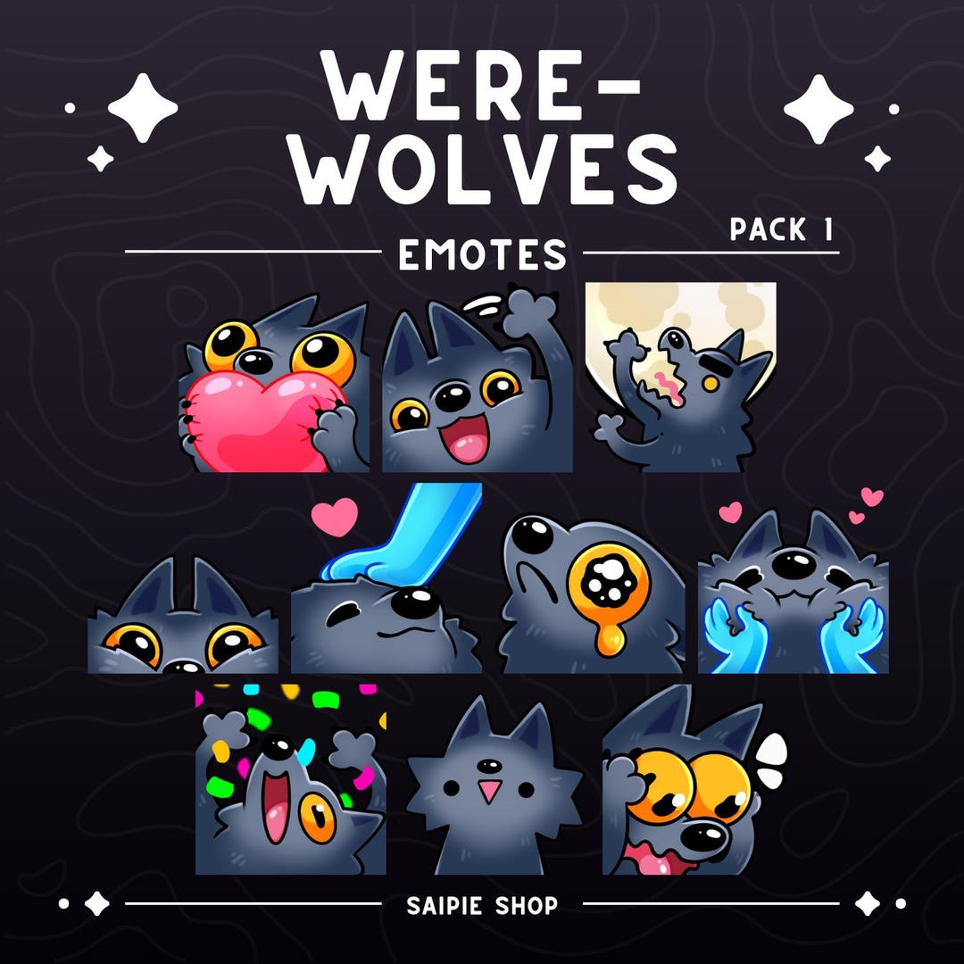 Werewolf / Wolf Emote Pack 1 || Wolf Emotes for Twitch, Discord ...
