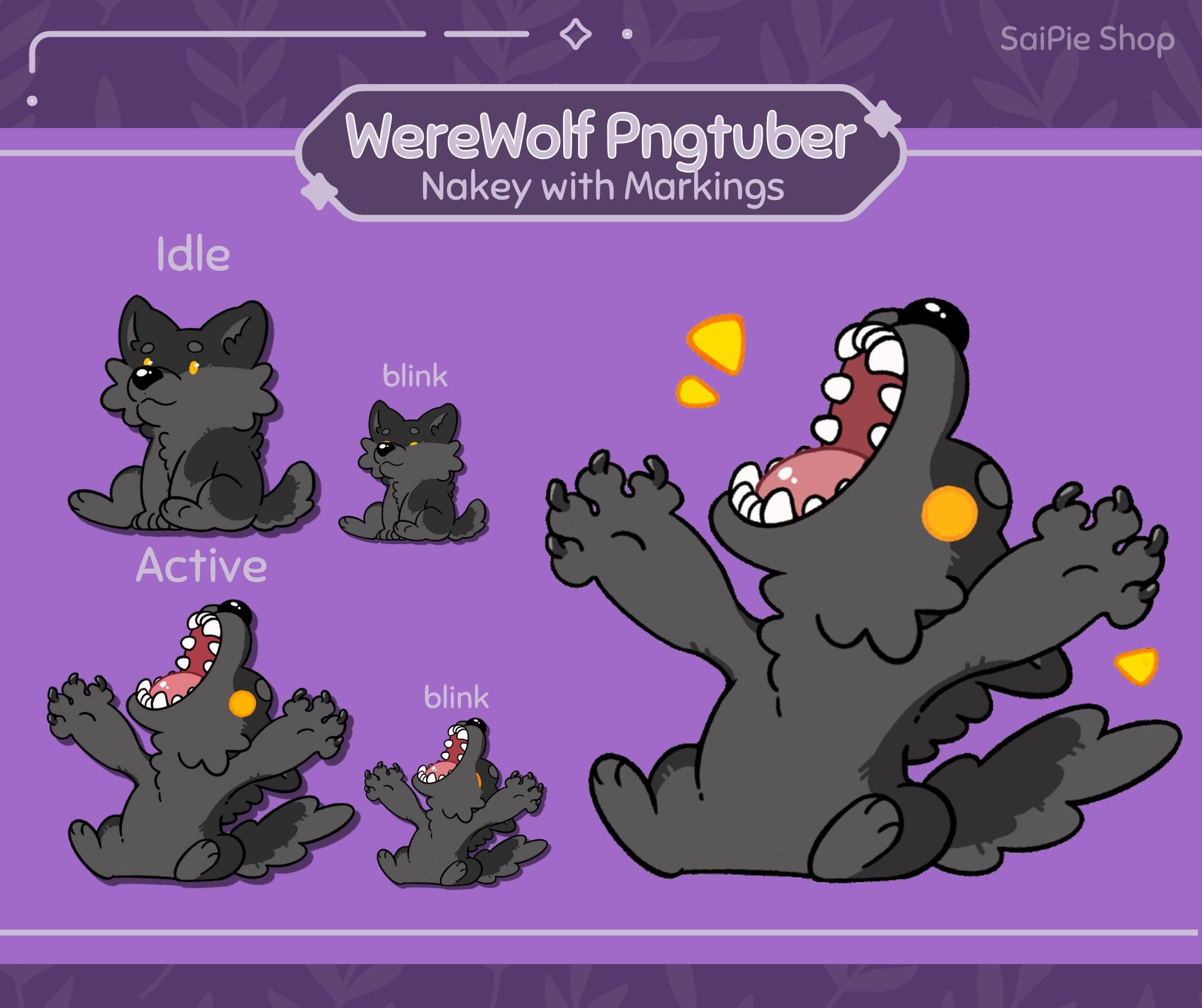 Werewolf Pngtuber Avatar: Animated Stream Pet (digital Download) - Etsy