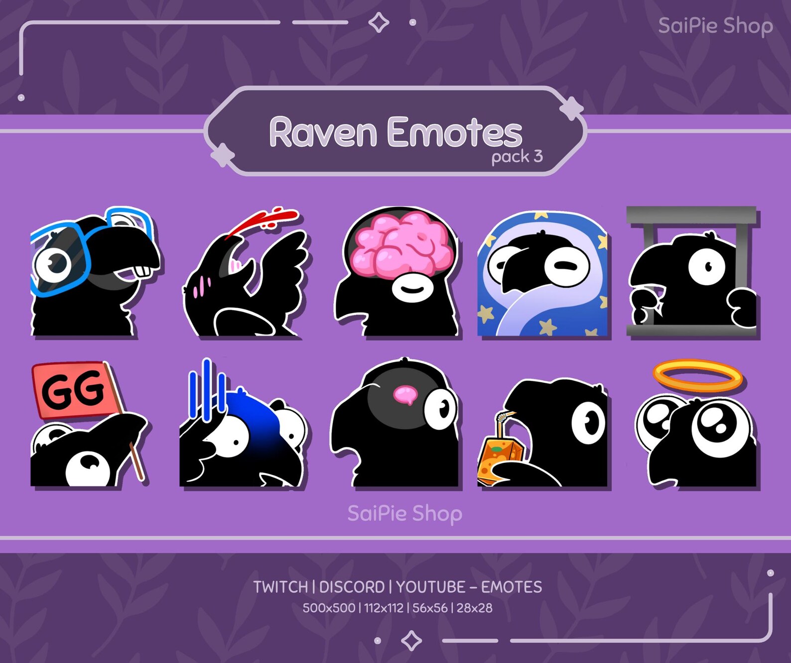 Raven & Crow Emote Pack 3 | Blackbird Emotes for Twitch, Discord ...