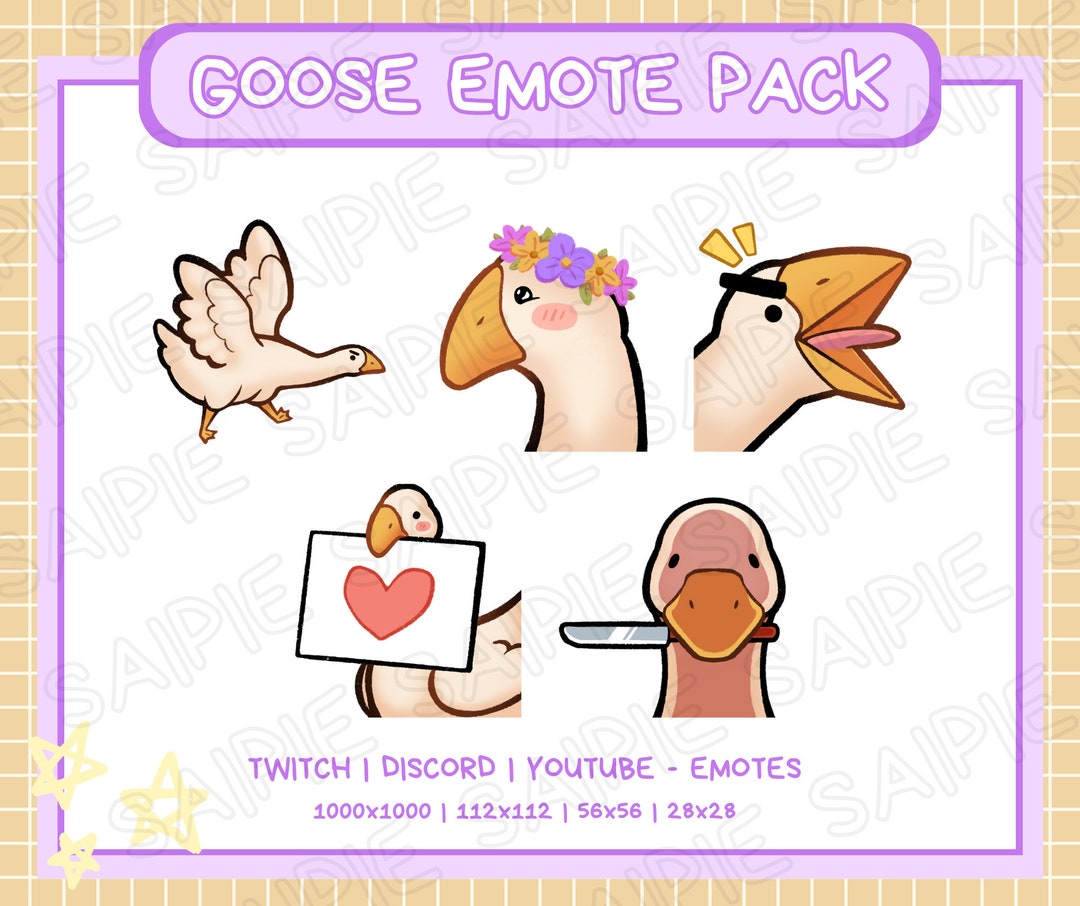 Goose Emote Pack | White Goose Emotes for Twitch, Discord, Youtube ...
